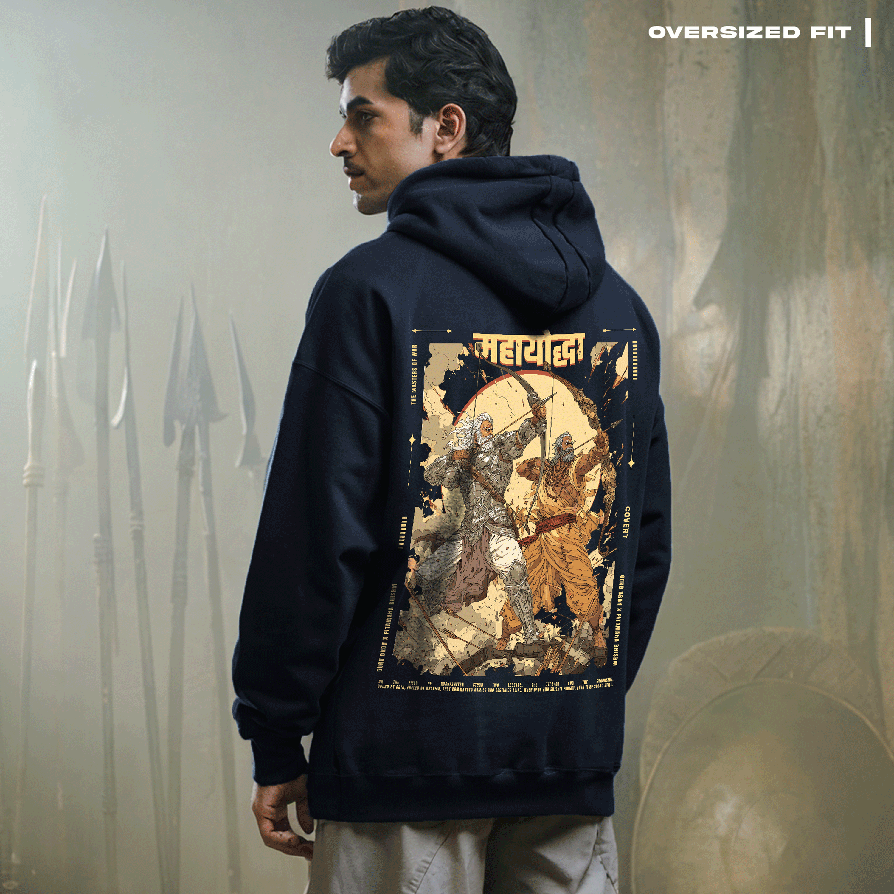 Guru Dron × Pitamaha Bhishm Oversized Hoodie – Covert