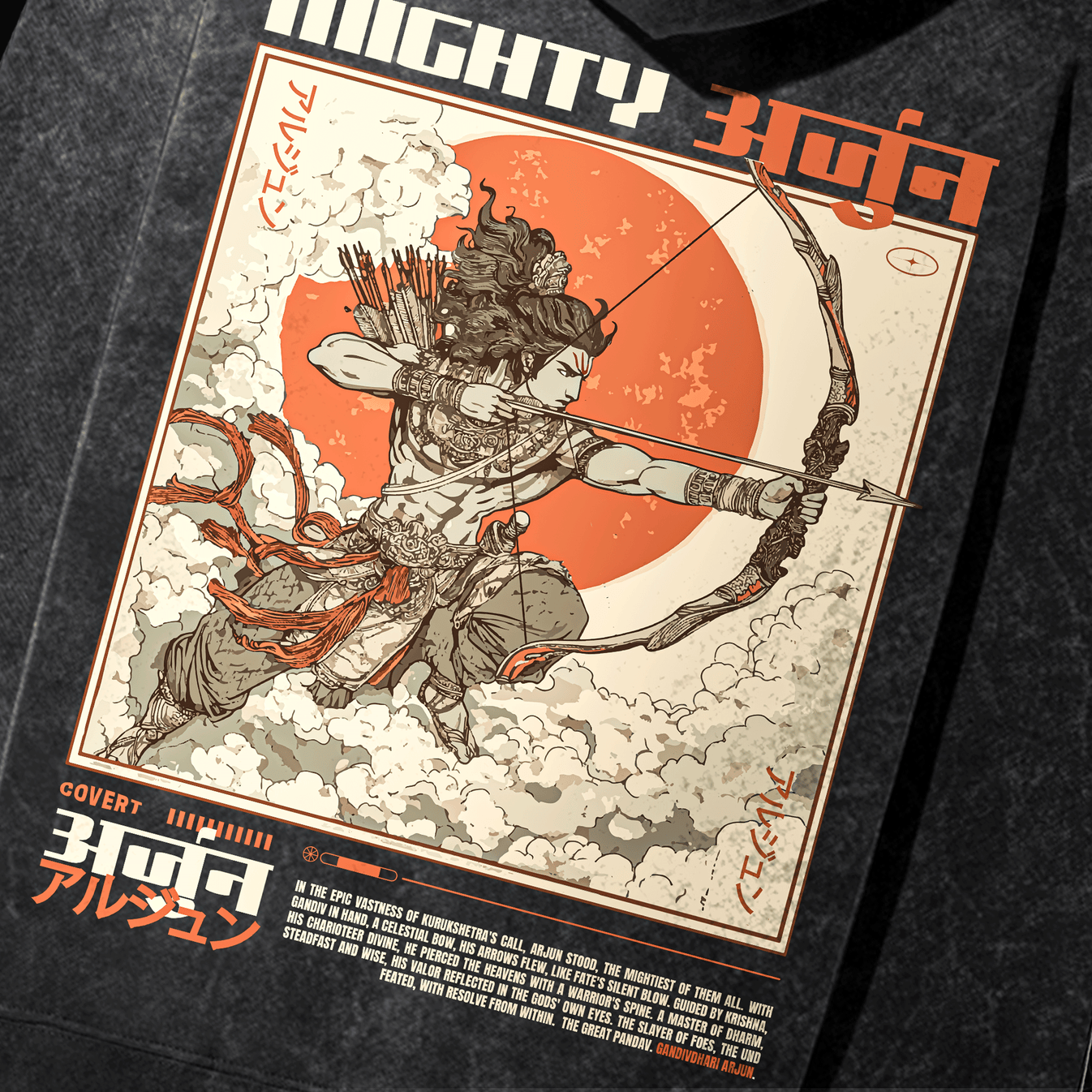 Gandivdhari Arjun Acid Wash Hoodie – Covert